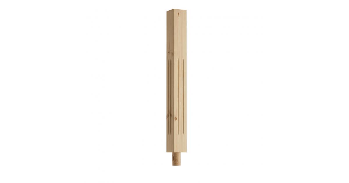 Square Double Fluted Newel Post with Spigot Dowel