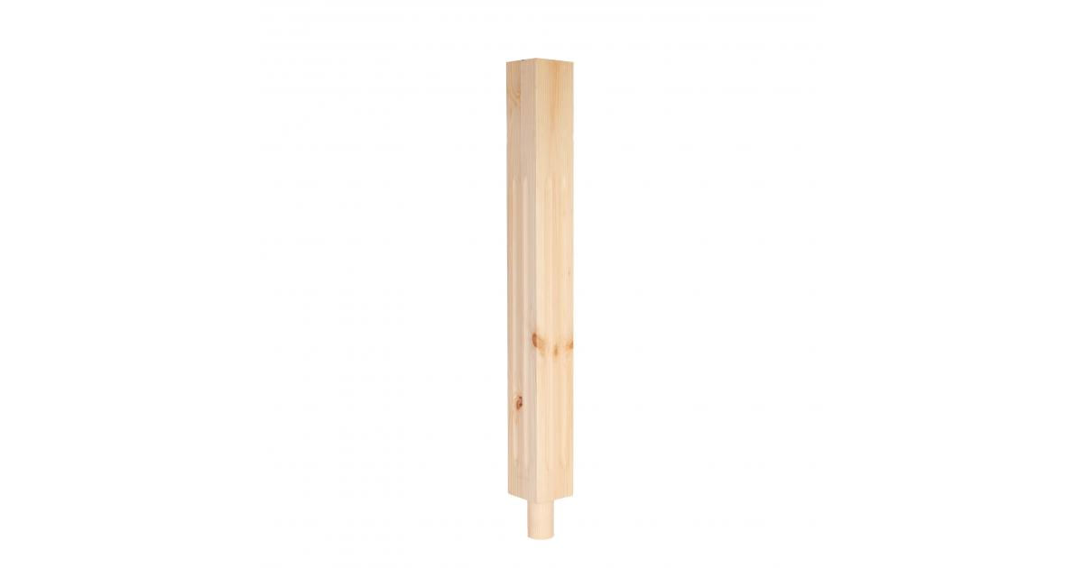Square Double Fluted Newel Post with Spigot Dowel